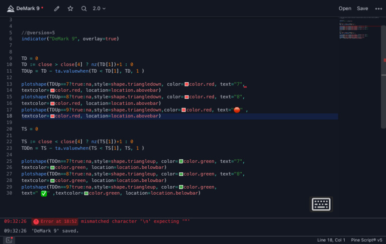 DeMark 9 - Pine Script™ Editor | PDF