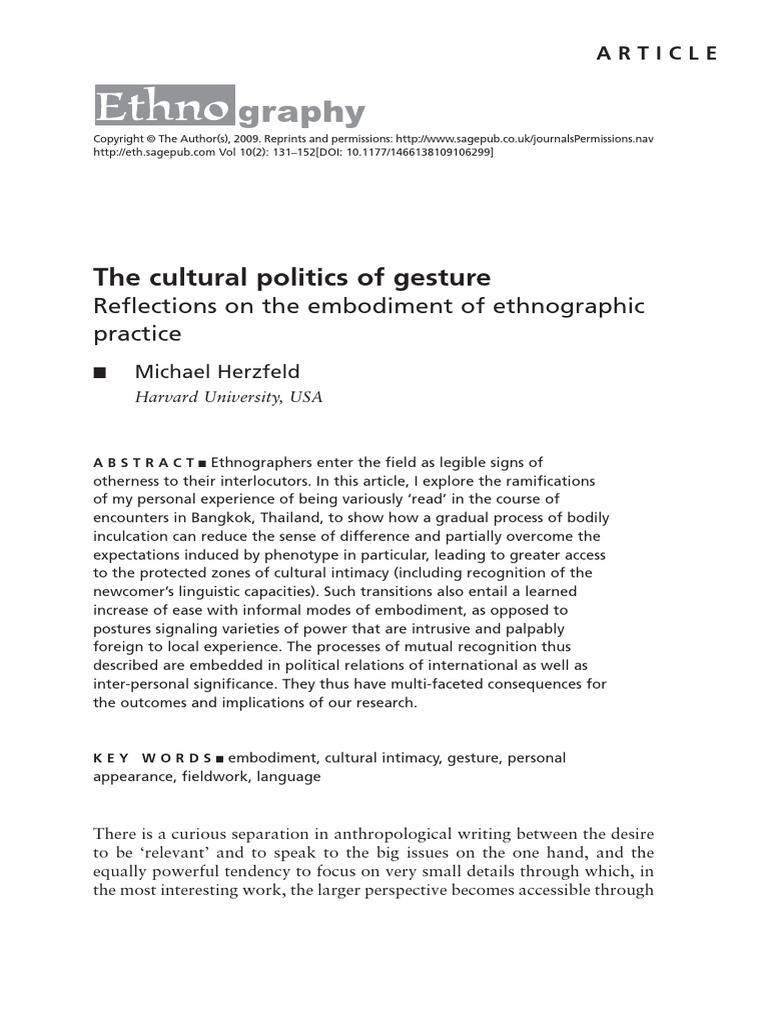The Cultural Politics of Gesture-Reflections On The Embodiment of ...