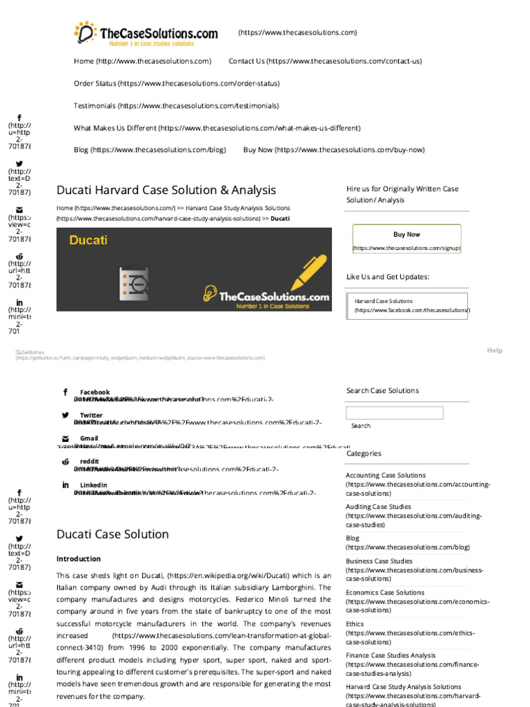 Ducati Case Solution and Analysis, HBR Case Study Solution & Analysis of Harvard Case Studies | PDF