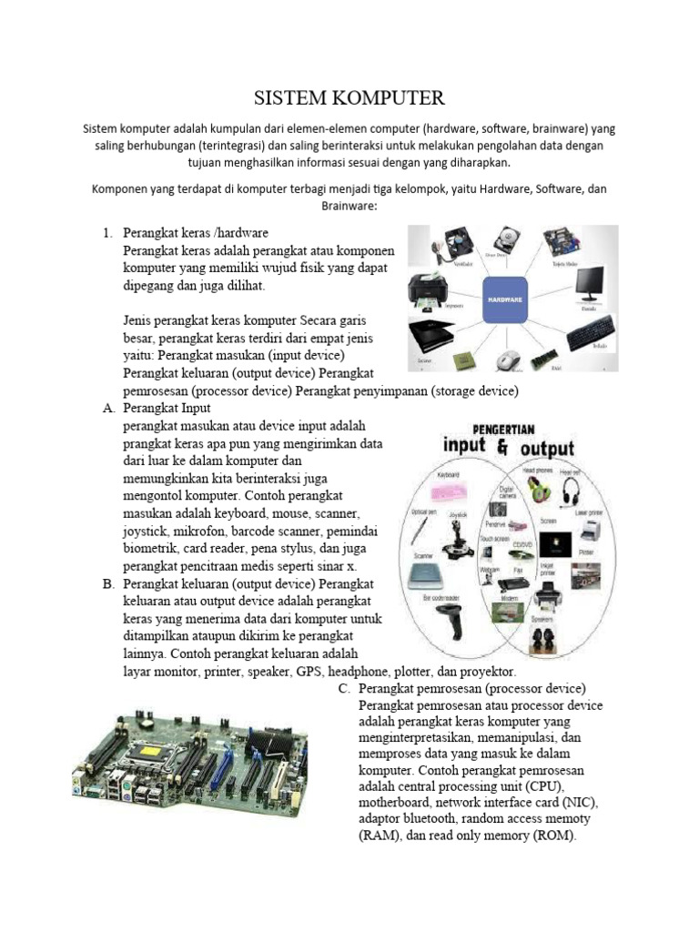 Komponen Utama Sistem Komputer | PDF