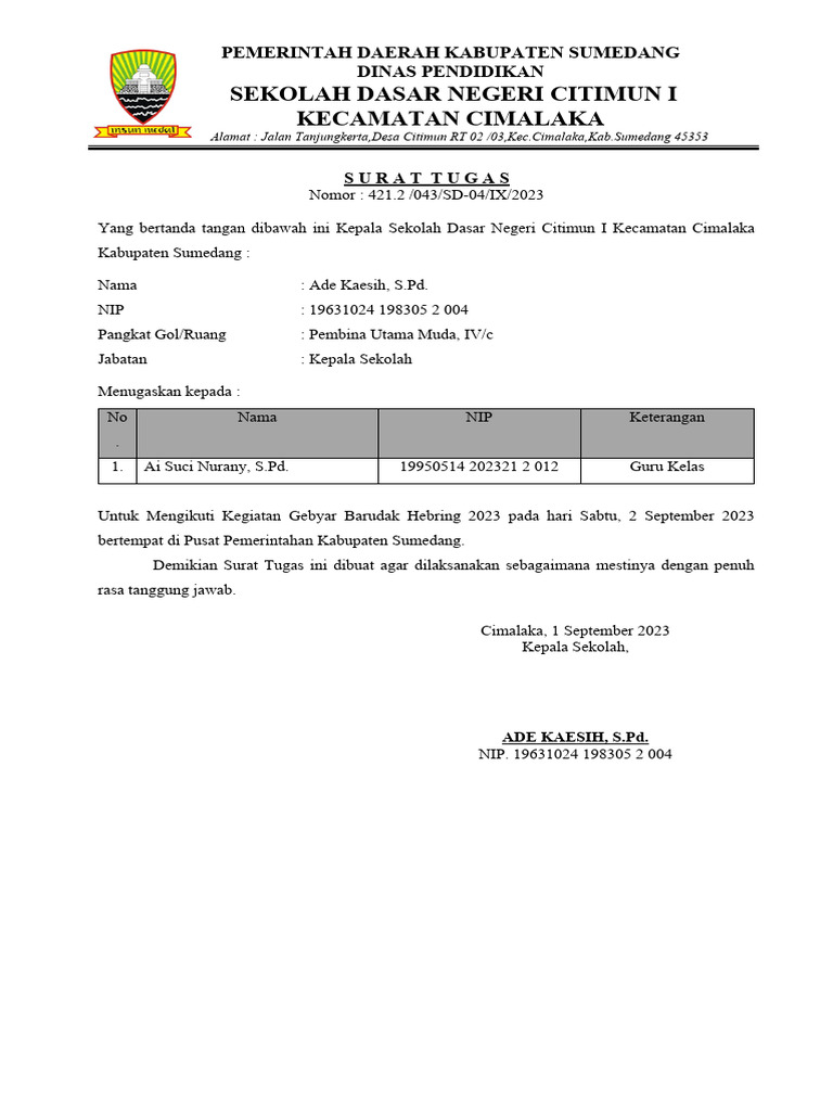 Surat Tugas Dan SPPD Hebring | PDF