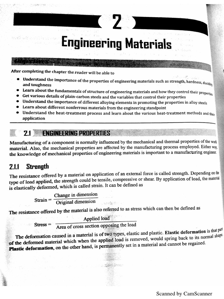 PTD (P.N. Rao Chapter 2 Engineering Materials) | PDF