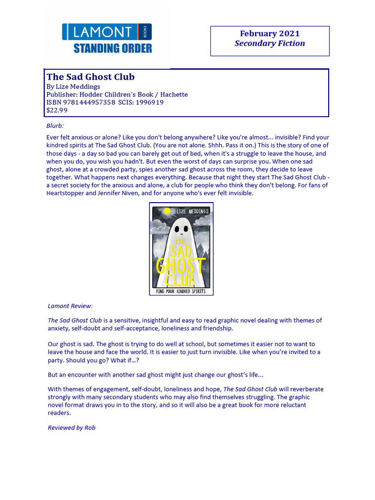 The Sad Ghost Club: A Graphic Novel on Anxiety | PDF