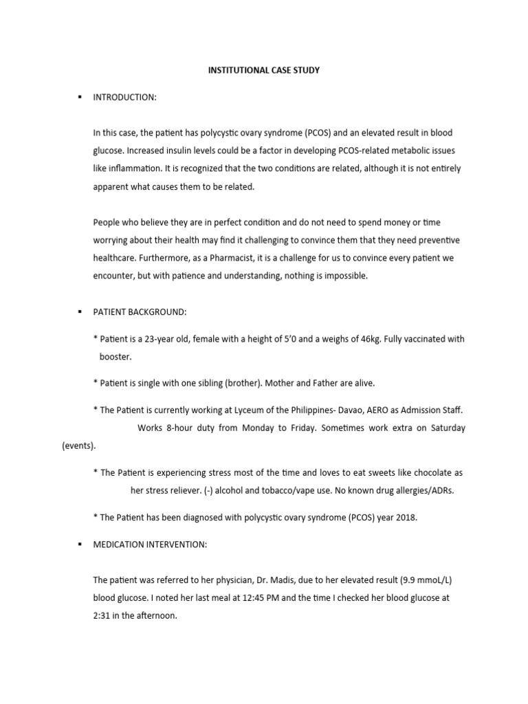 Institutional Case Study | PDF | Polycystic Ovary Syndrome | Human ...