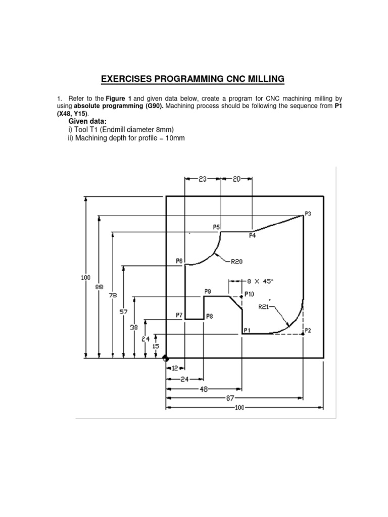 Exercises Programming CNC Milling | PDF | Computers
