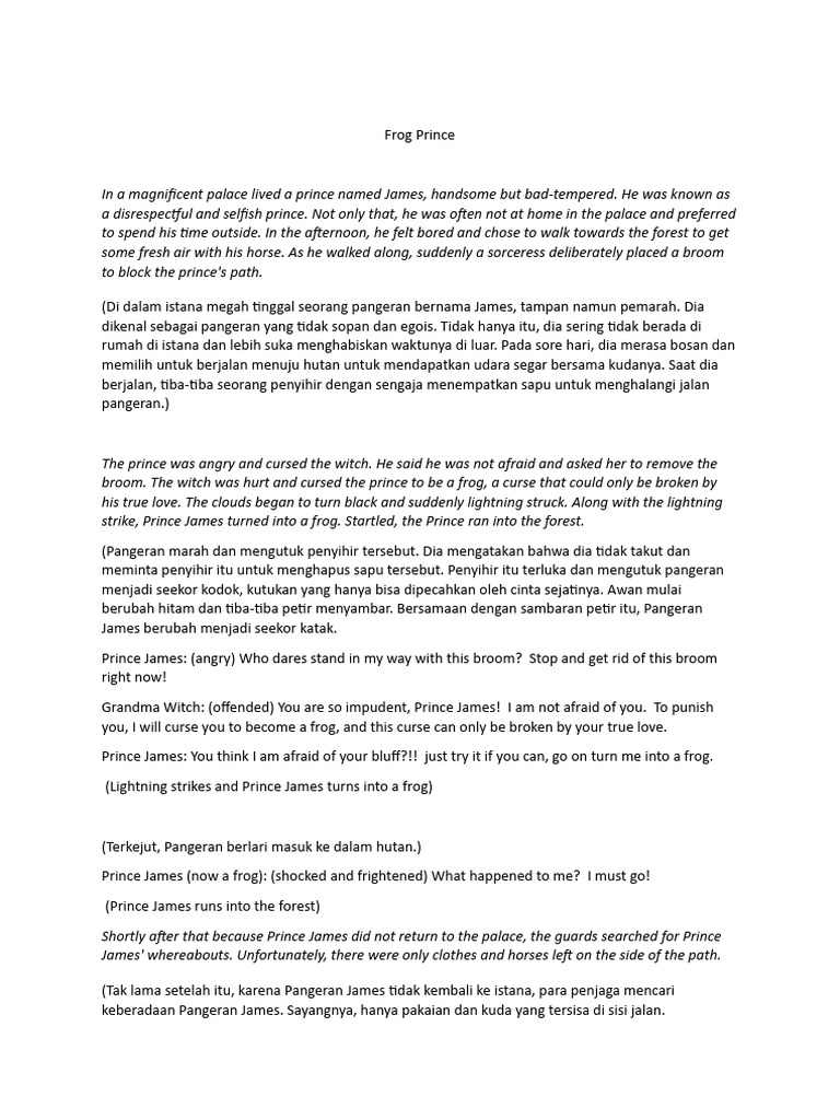 Frog Prince Script | PDF
