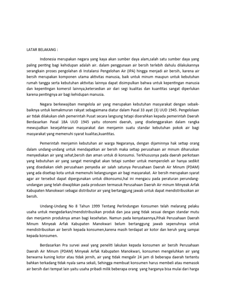 Latar Belakang Pdam | PDF