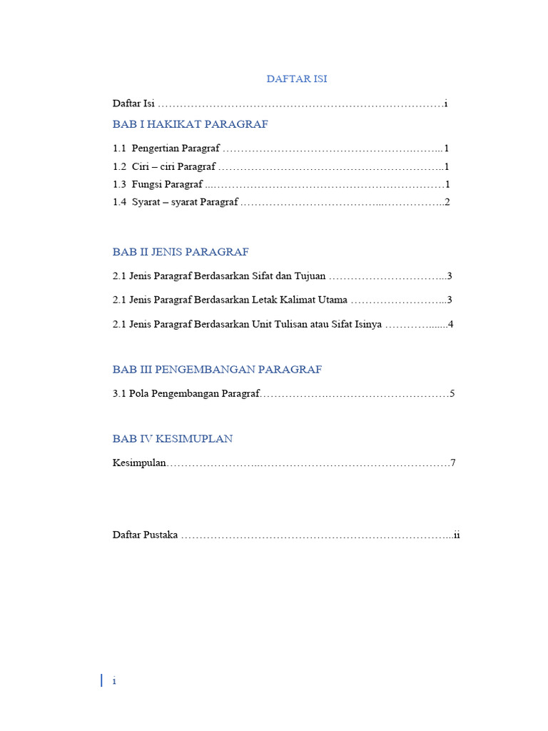 Daftar Isi - Paragraf Dalam Bahasa Indonesia | PDF