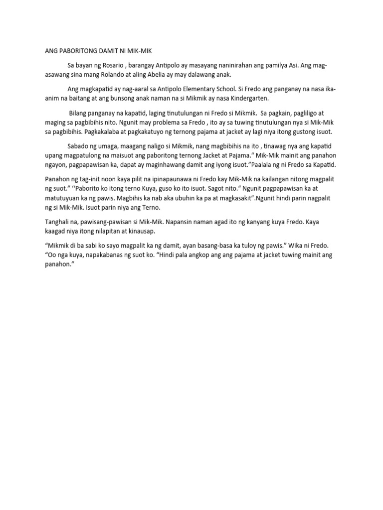 Ang Paboritong Damit Ni Mik | PDF
