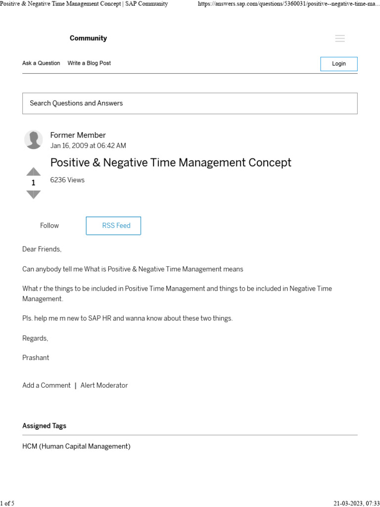 Positive & Negative Time Management Concept SAP Community | PDF | Business
