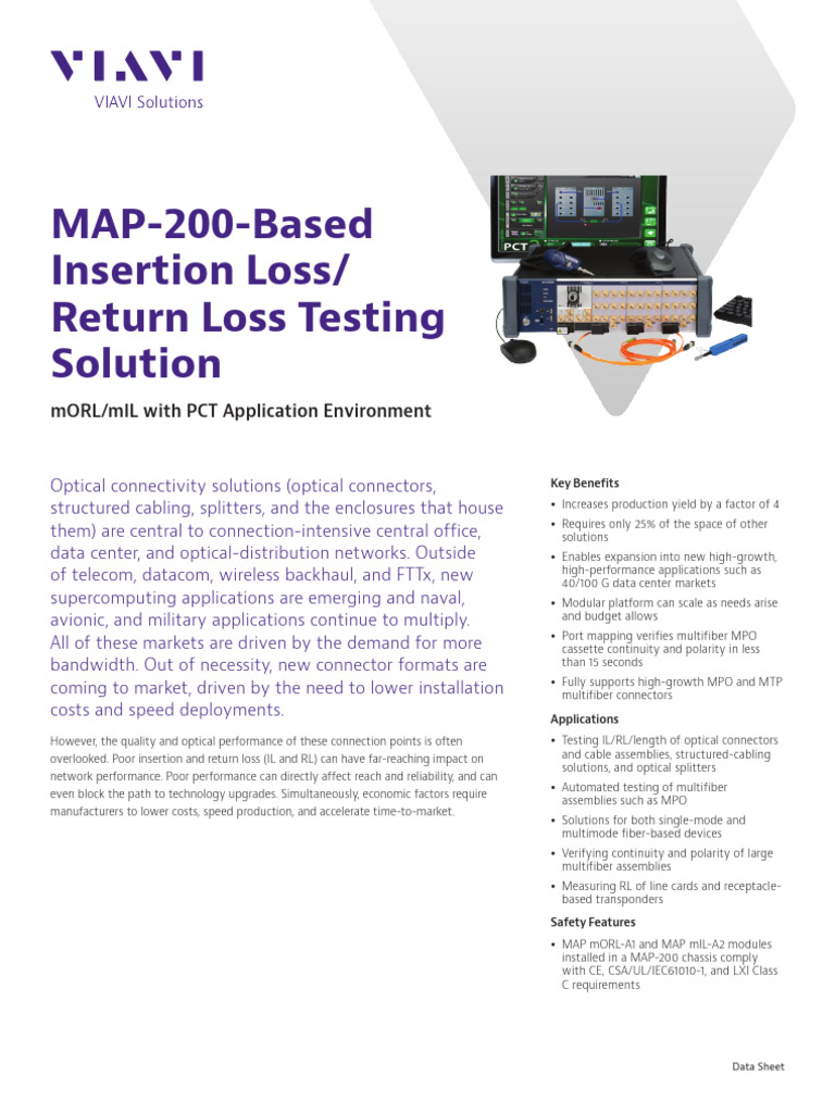 mORL A1mIL A2 MAP Benchtop IL and RL Test Solutions Viavi Solutions ...