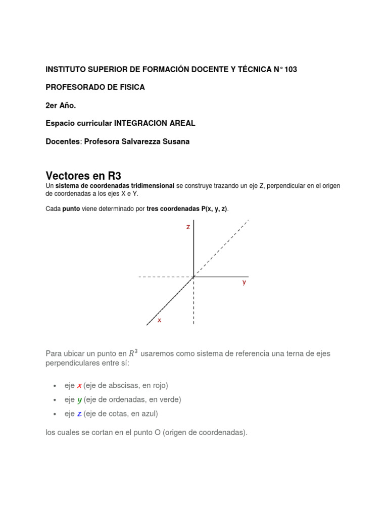 Vectores en R3 | PDF | Vector Euclidiano | Sistema de coordenadas ...