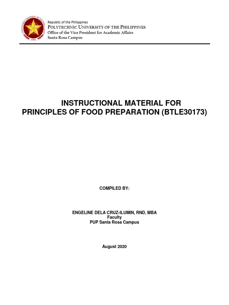 BTLE 30173 Principles of Food Preparation IM | PDF | Breads | Cooking BTLE 30173 Principles of Food Preparation IM | PDF | Breads | Cooking