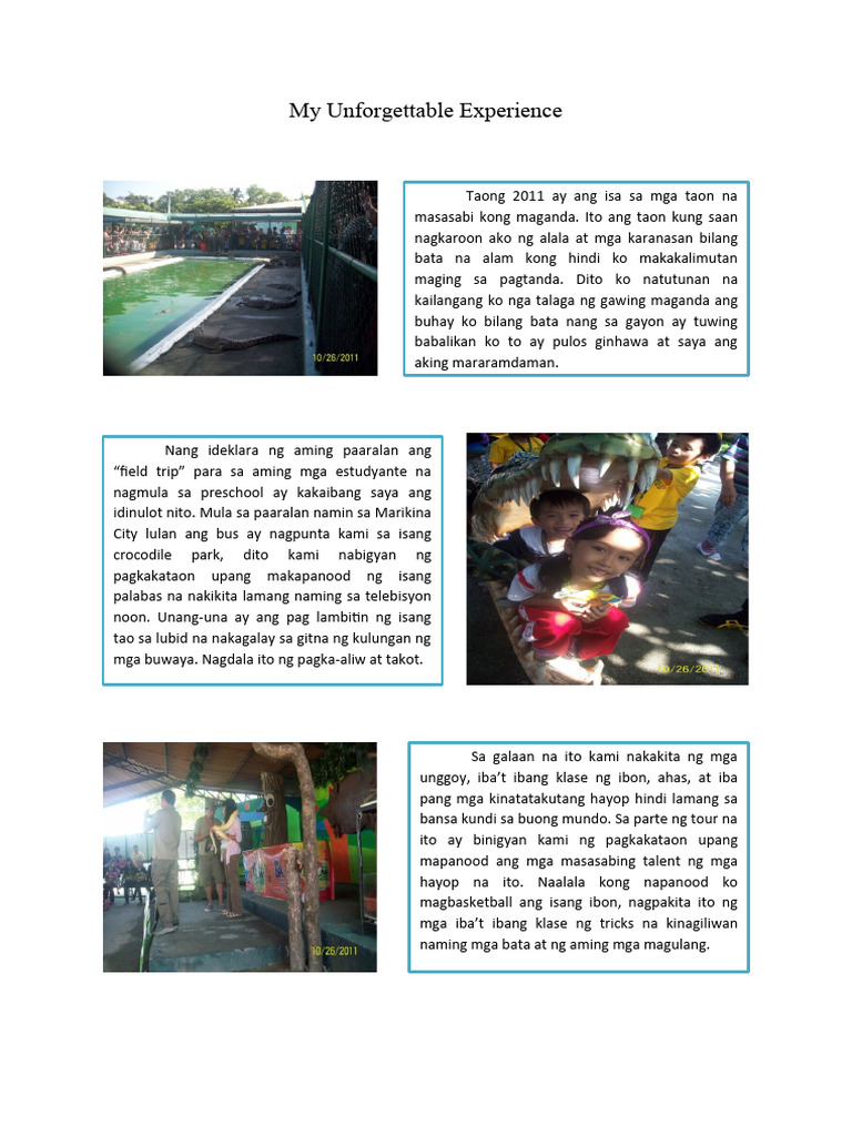 My Unforgettable Experience | PDF