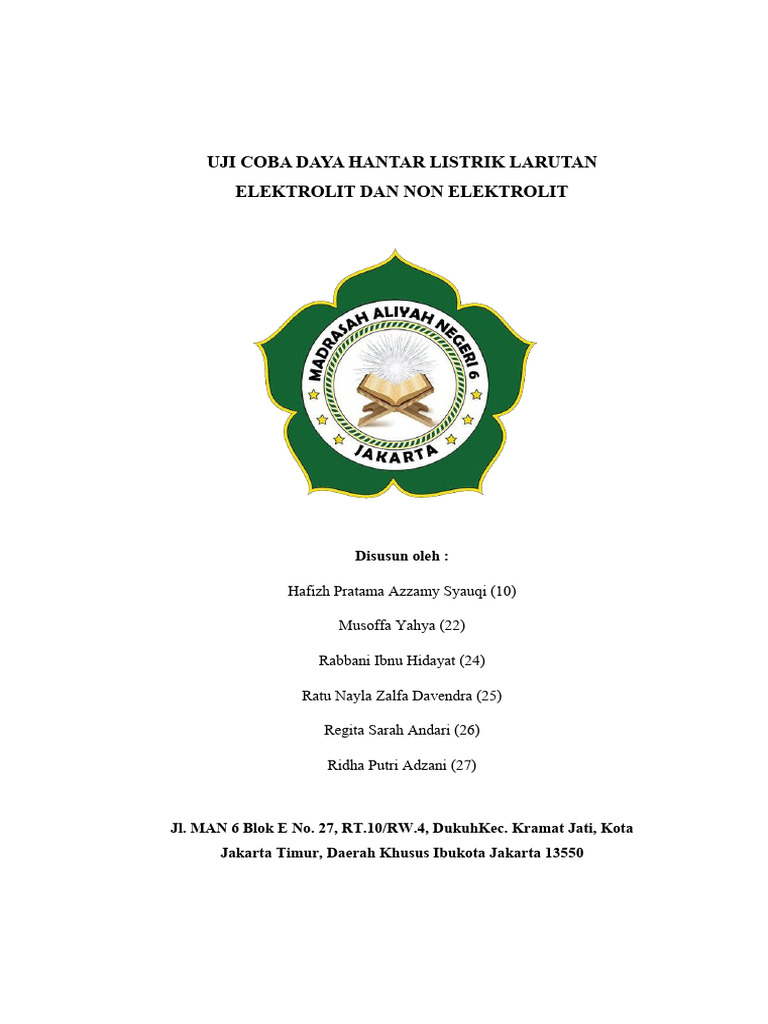 Uji Coba Daya Hantar Listrik Larutan Elektrolit Dan Non Elektrolit ...