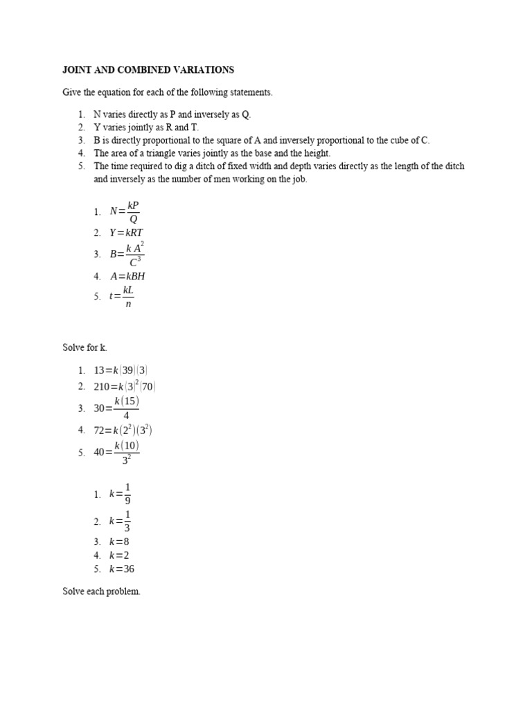 Module 2 Vol 2 Joint and Combined Variation | PDF