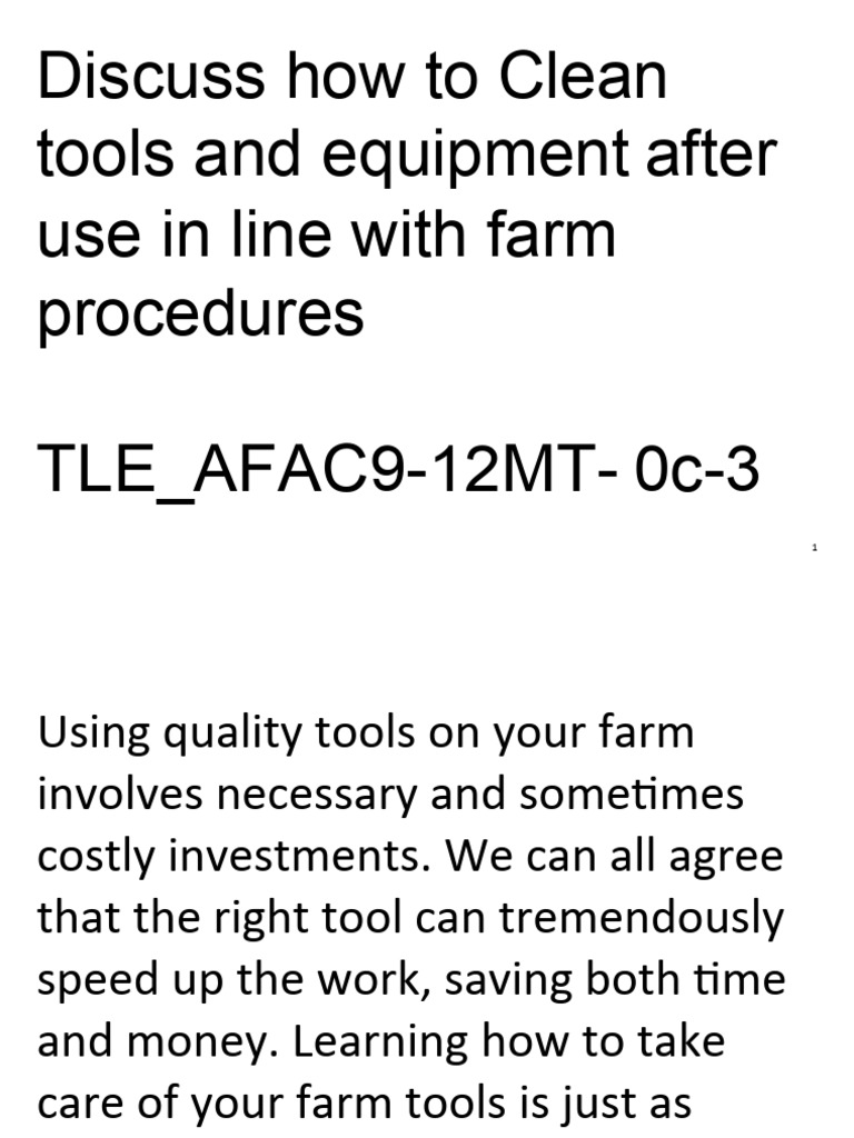 Cleaning and Caring for Farm Tools | PDF | Cutting | Secondary Sector ...