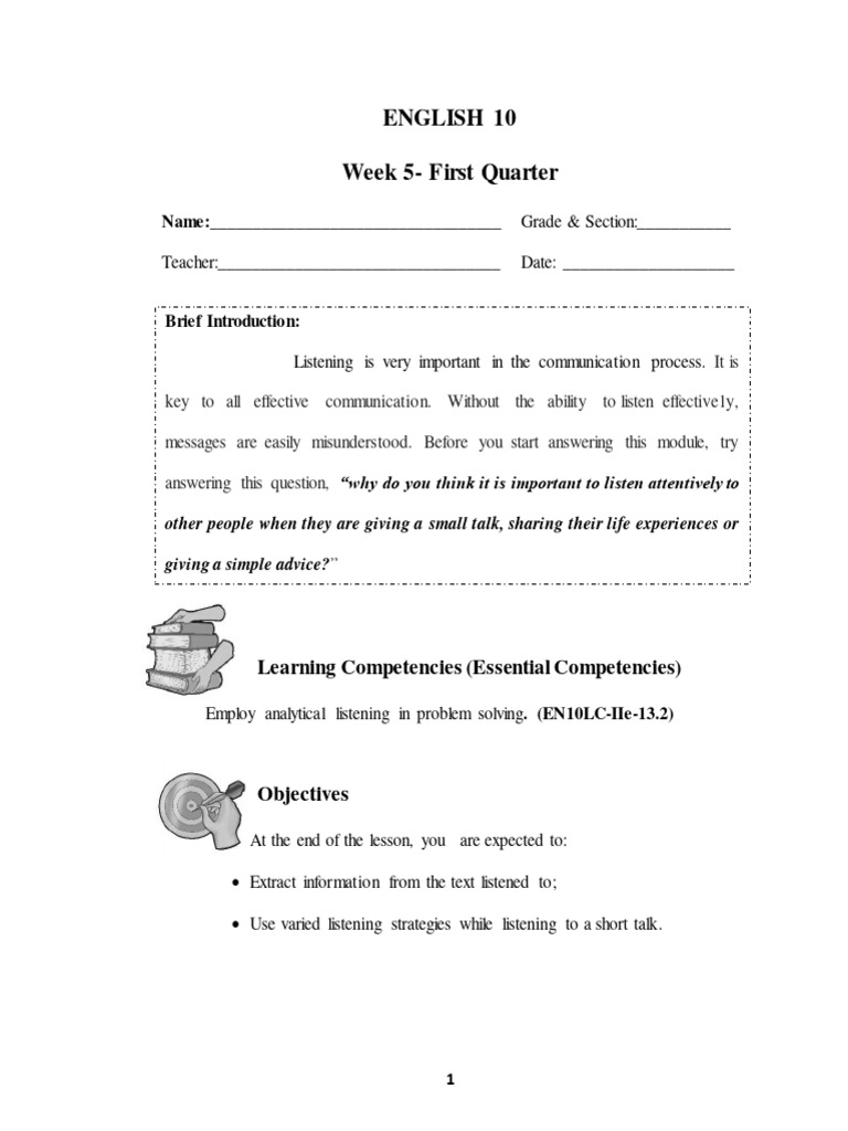 English Grade10 Module Quarter1 Week-5 | PDF