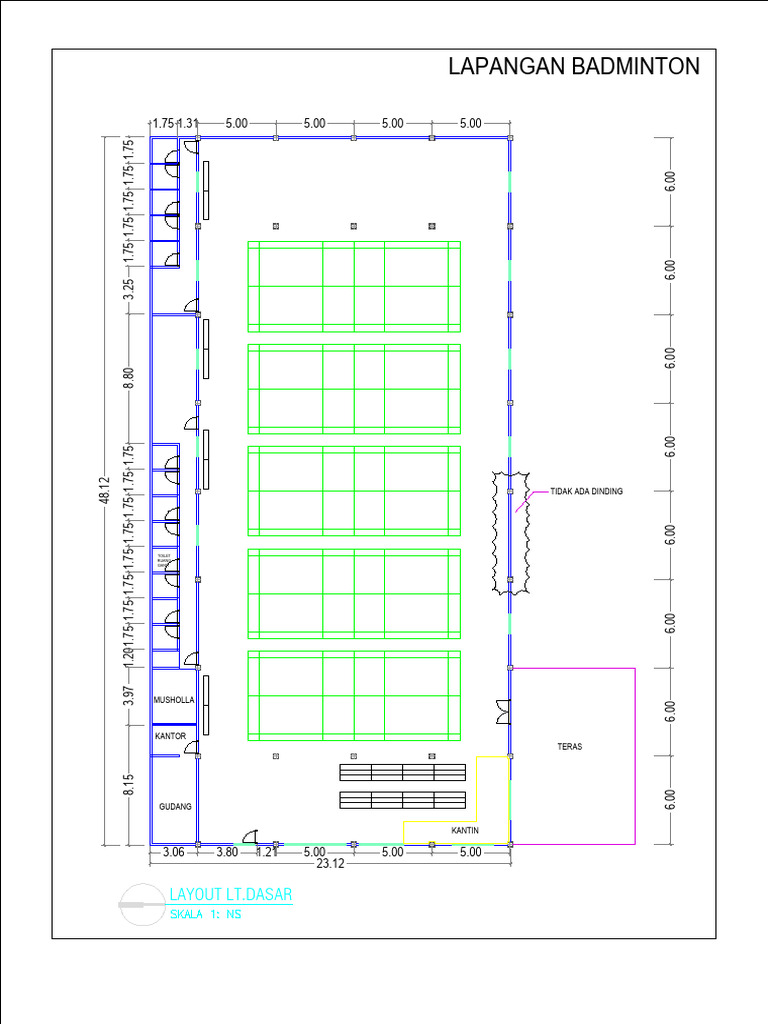 Layout LT Dasar (Lapangan Badminton) | PDF