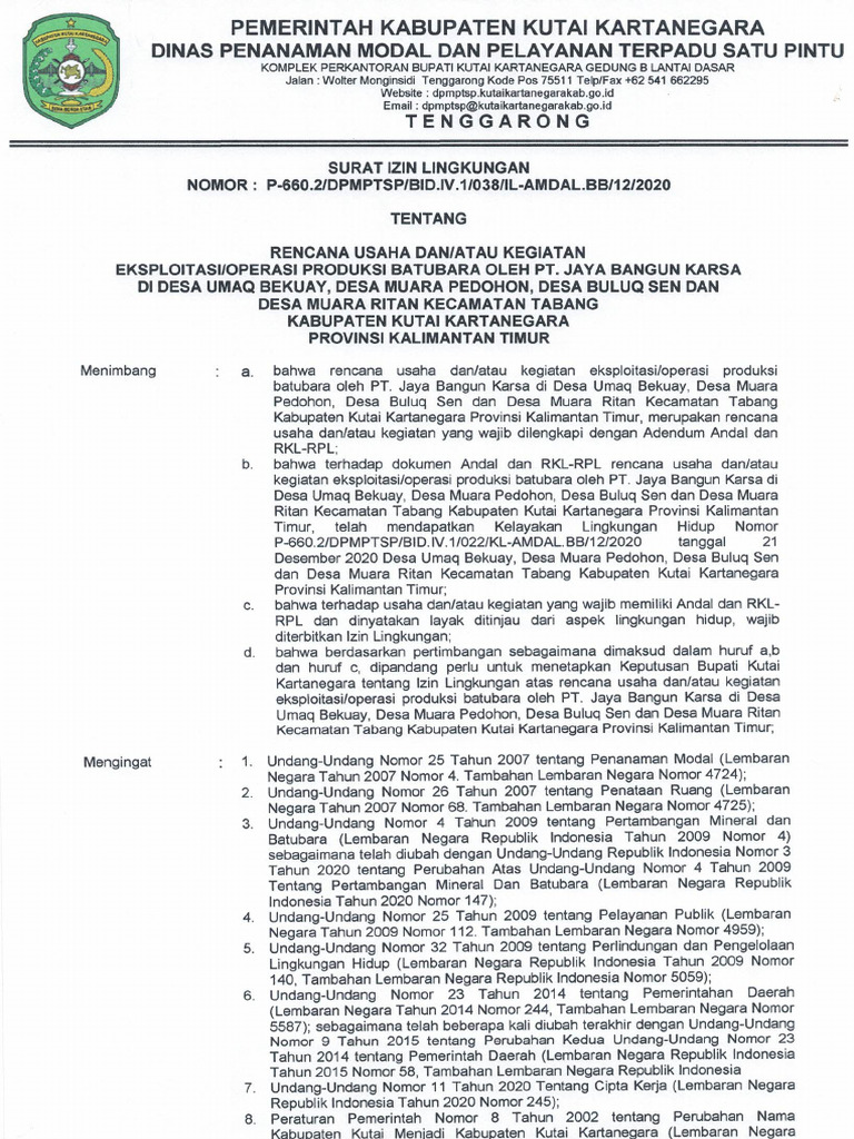 Surat Izin Lingkungan | PDF