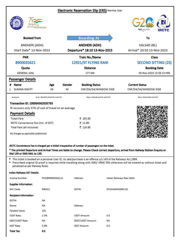 12921/St Flying Rani Second Sitting (2S) | PDF | Identity Document