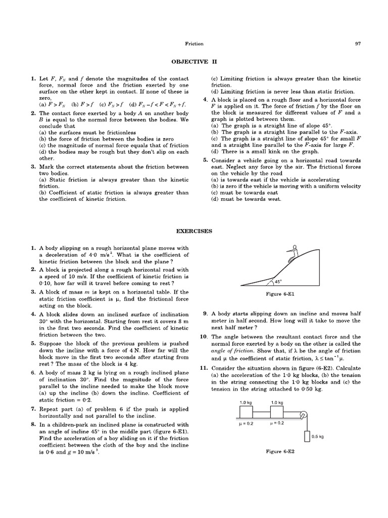 Friction Home Work | PDF | Friction | Force