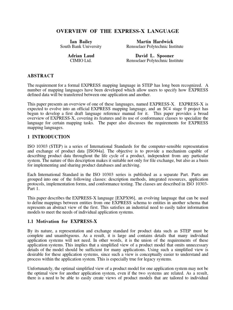 Overview of The EXPRESS-X Language | PDF | Conceptual Model | Data Type