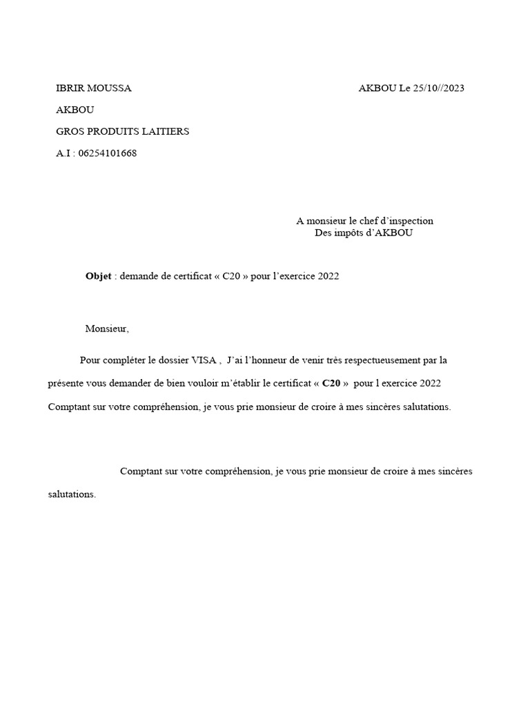 Demande c20 Mesbah Said | PDF