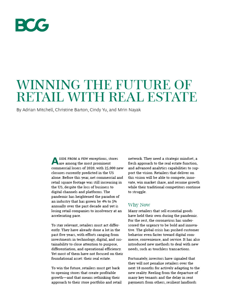 Bcg Winning The Future Of Retail With Real Estate Aug 2020 Pdf