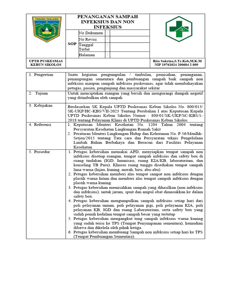 Sop Kesling | PDF | Kesehatan Holistik | Sains & Matematika