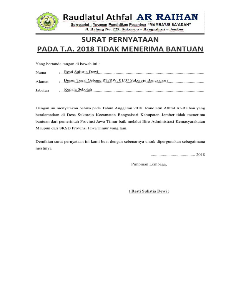 Pernyataan Dan Rab Proposal | PDF