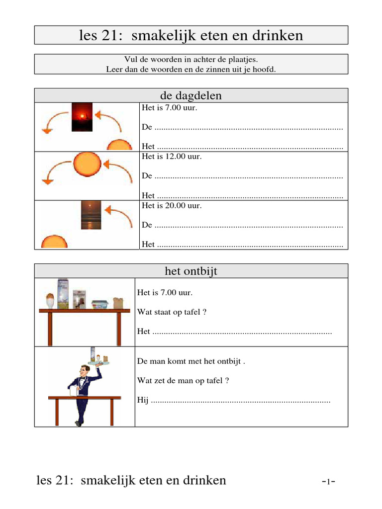 NT2 - Werkboekje - Eten | PDF