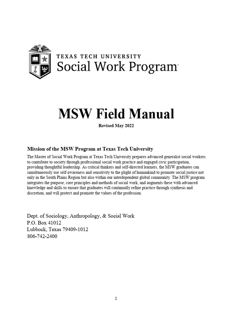 MSW Field Education Manual | PDF | Social Work | Criminal Record