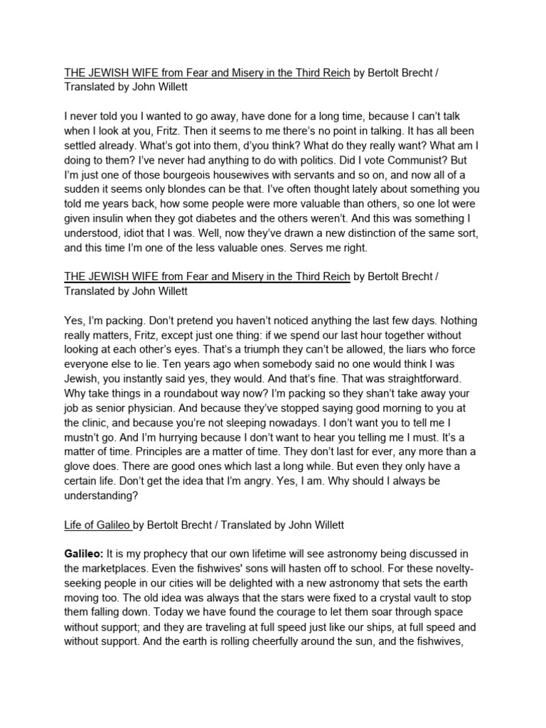 Monologue Options Mother Courage Auditions | PDF