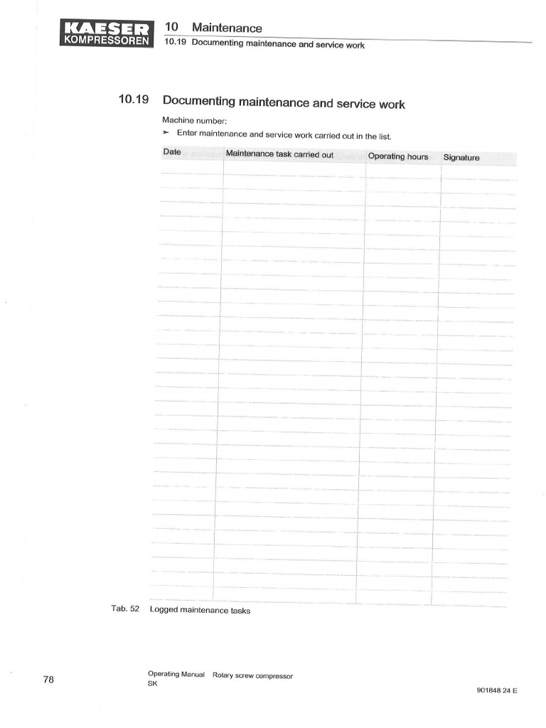 Air Compressor Log - Blank | PDF