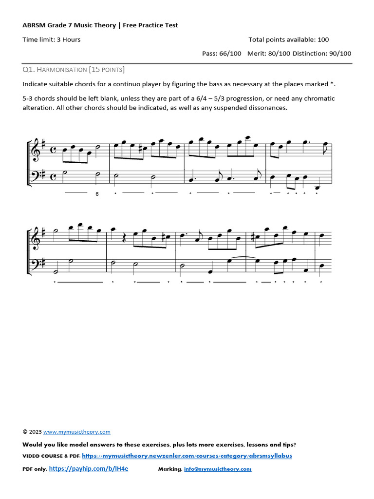 ABRSM Music Theory Past Papers GRADE 7 (Ejemplo Gratis) | PDF | Chord ...