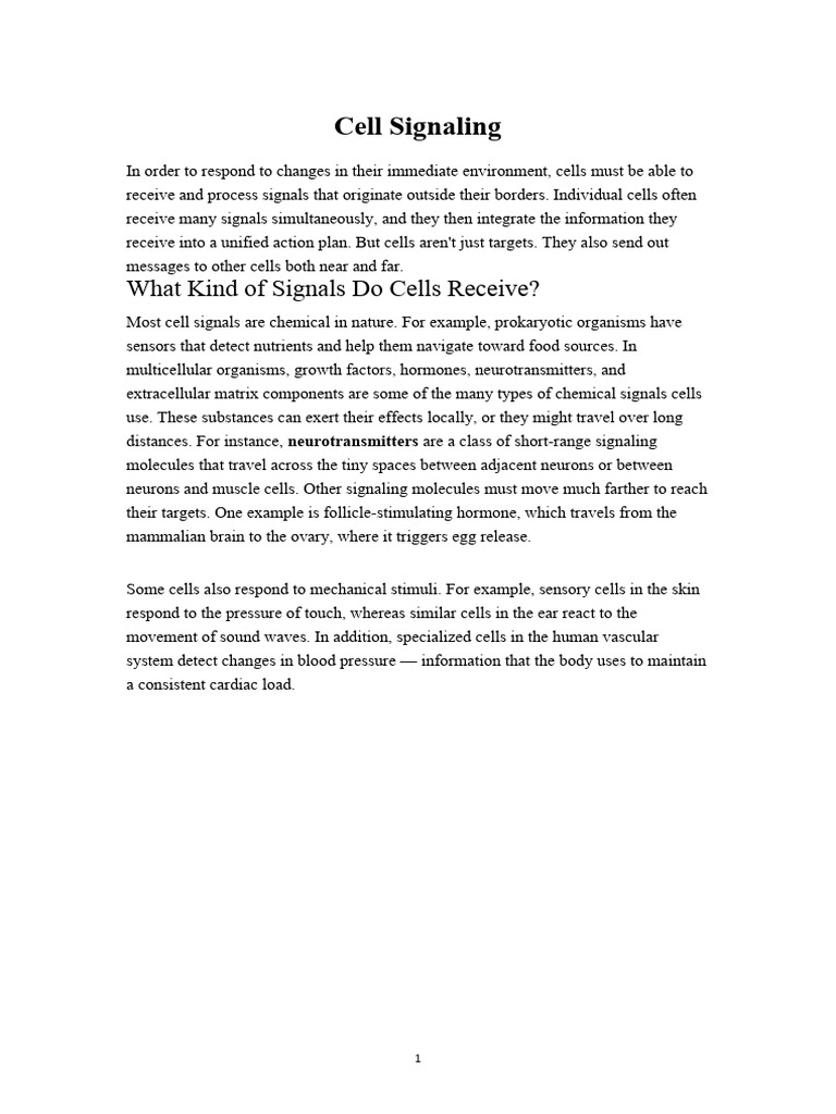 Cell Signaling Pdf Cell Signaling Signal Transduction