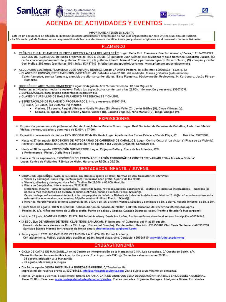 AGENDA-EVENTOS-Y-ACTIVIDADES-actualizada-a-25-agosto-2023 | PDF