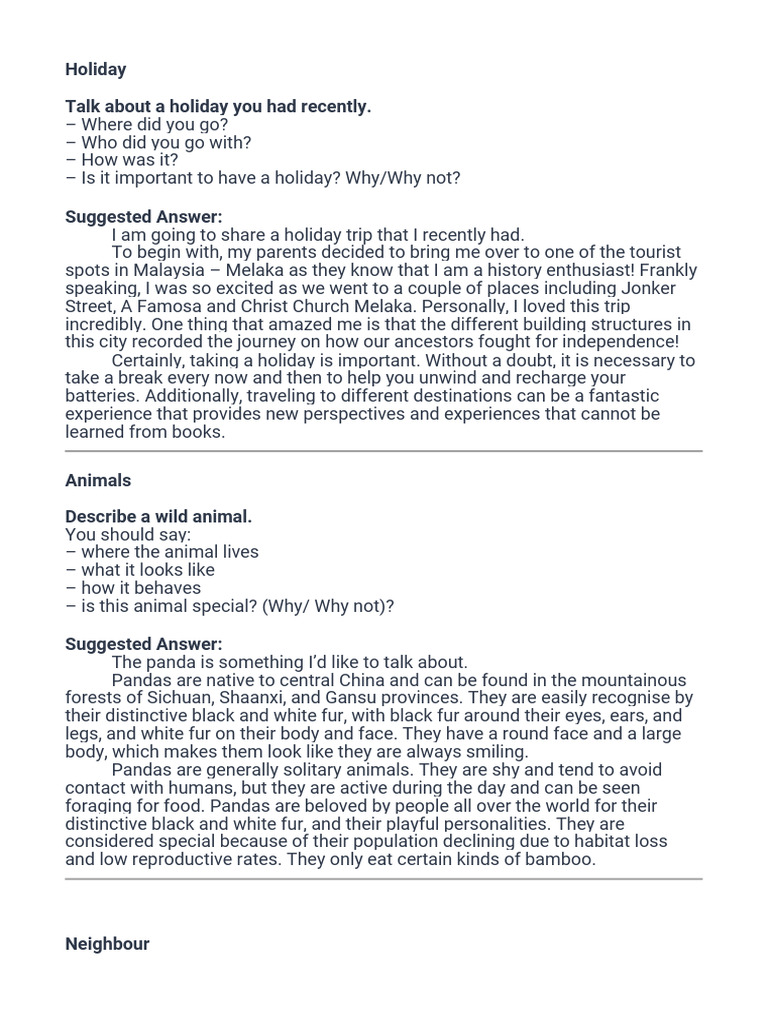 SPM English Oral Questions | PDF