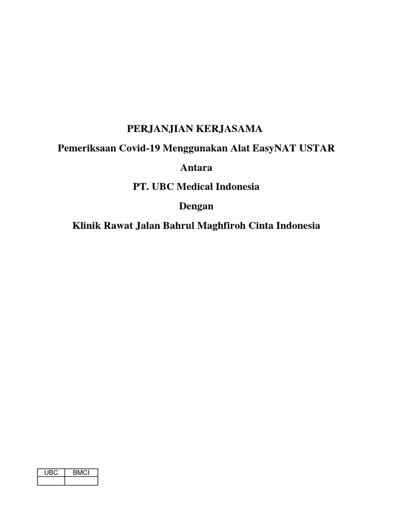 Perjanjian Kerjasama Covid-19 | PDF