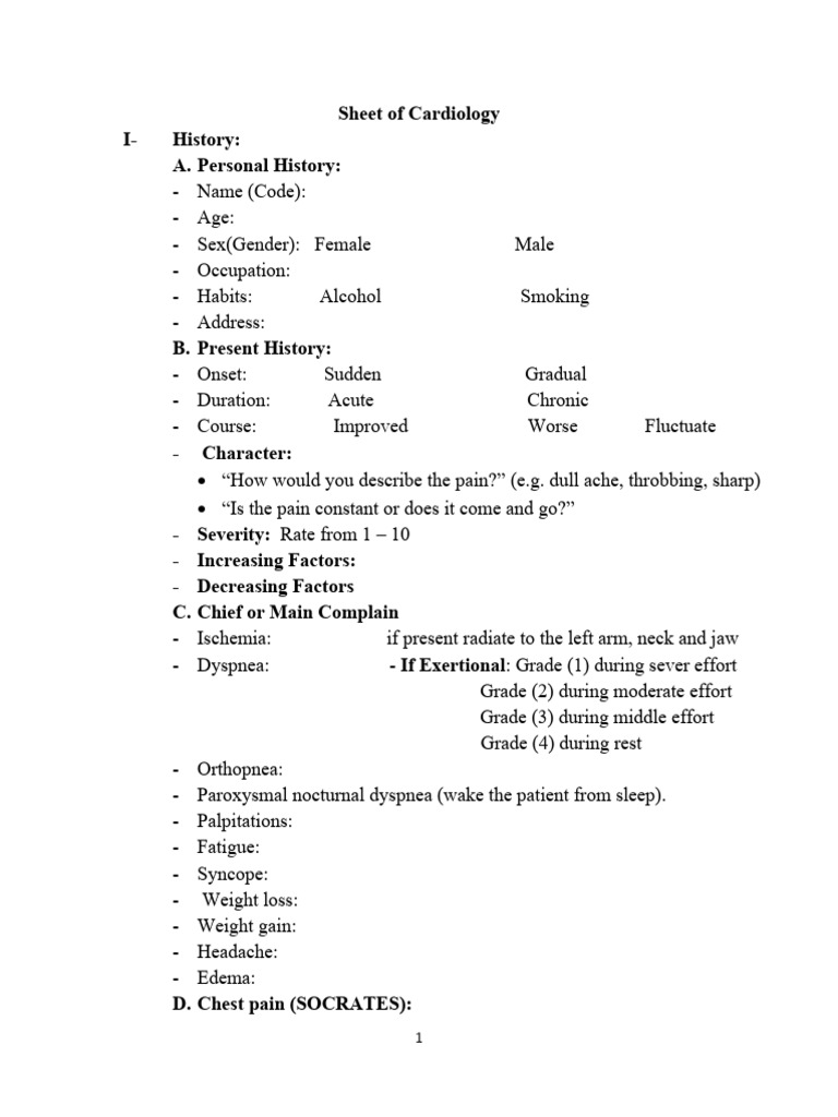 Sheet of Cardiology | PDF | Myocardial Infarction | Heart