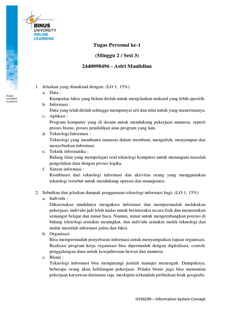 Tugas Personal 1 Information System Concept | PDF