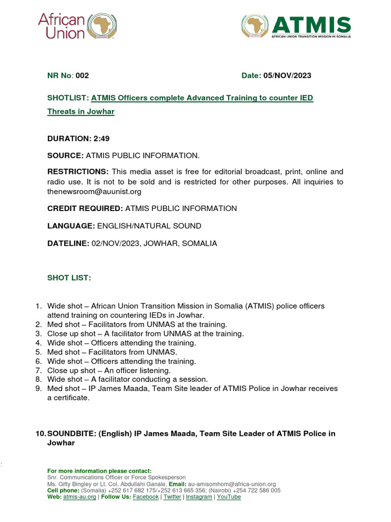 ATMIS Officers Complete Advanced Training To Counter IED Threats in ...