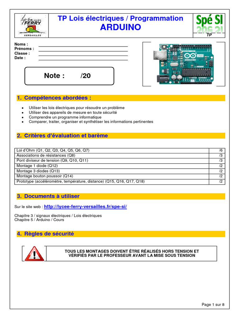 TP Lois Elec Programmation Eleve v1 | PDF