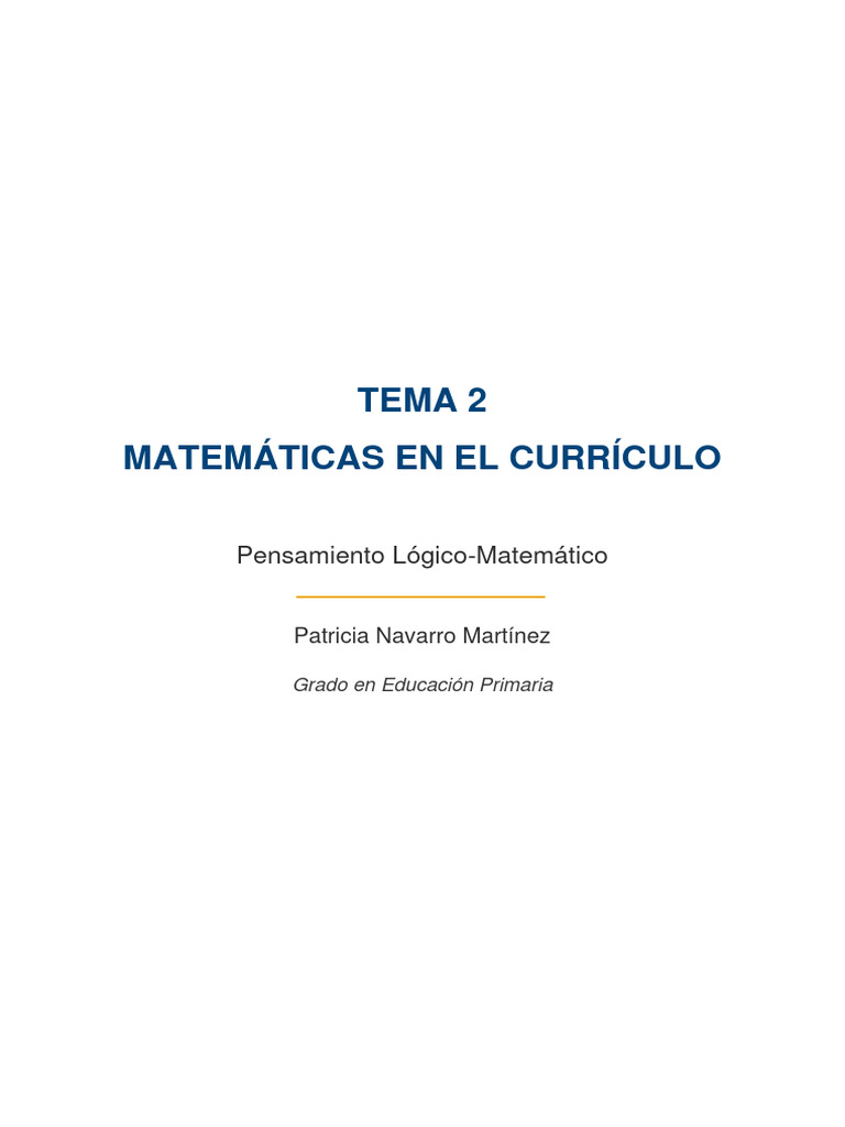 Matemáticas en El Curriculo - Tema 2 | PDF | Matemáticas | Educación ...