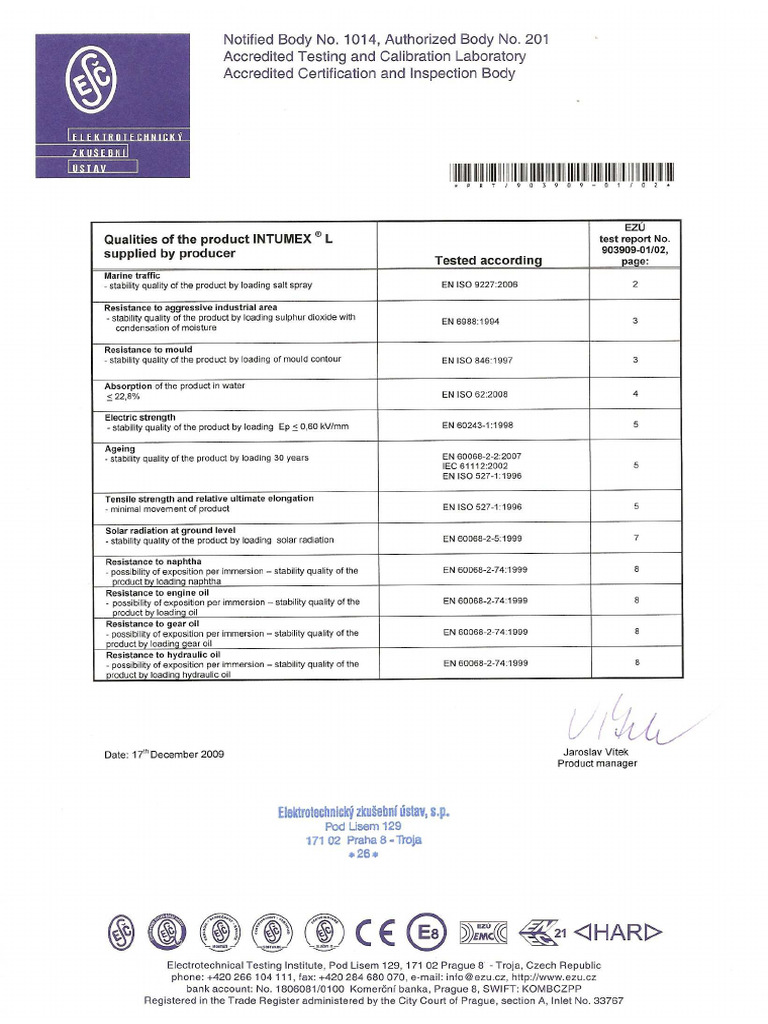 Ezu Certificate Qualities of Intumex L | PDF