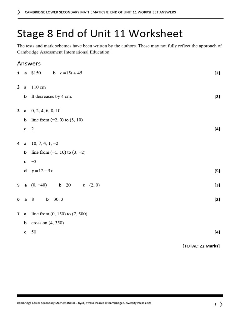 End of Unit 11 Worksheet Answers | PDF