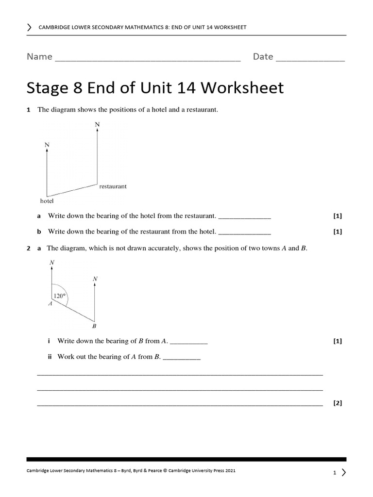Stage 8 Unit 14 Mathematics Worksheet | PDF | Classical Geometry ...