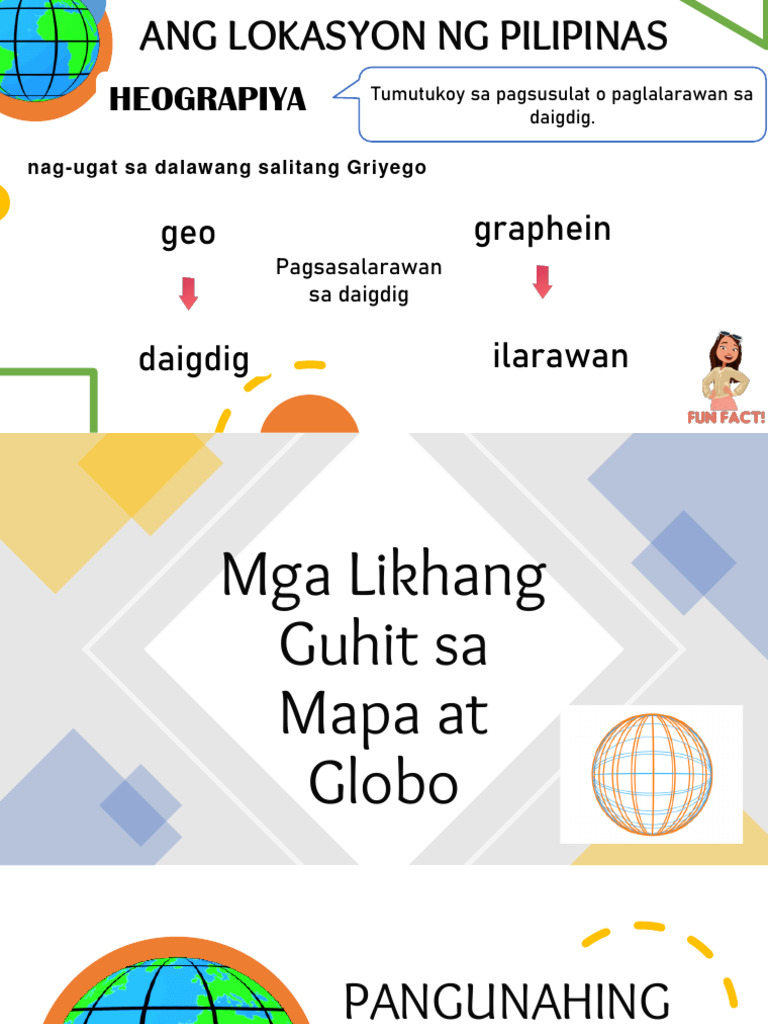 Ang Lokasyon NG Pilipinas Mga Likhang Guhit Sa Mapa at Globo | PDF