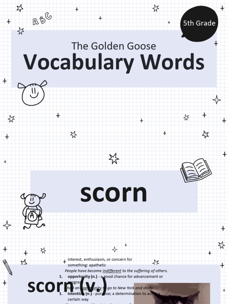 VOCABULARY-WORDS-The-Golden-Goose | PDF